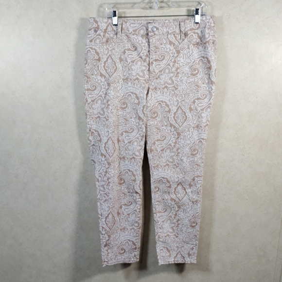 Talbots | Jeans | 583 Talbots Tan Cream Paisley Slim Ankle Jeans 14p ...